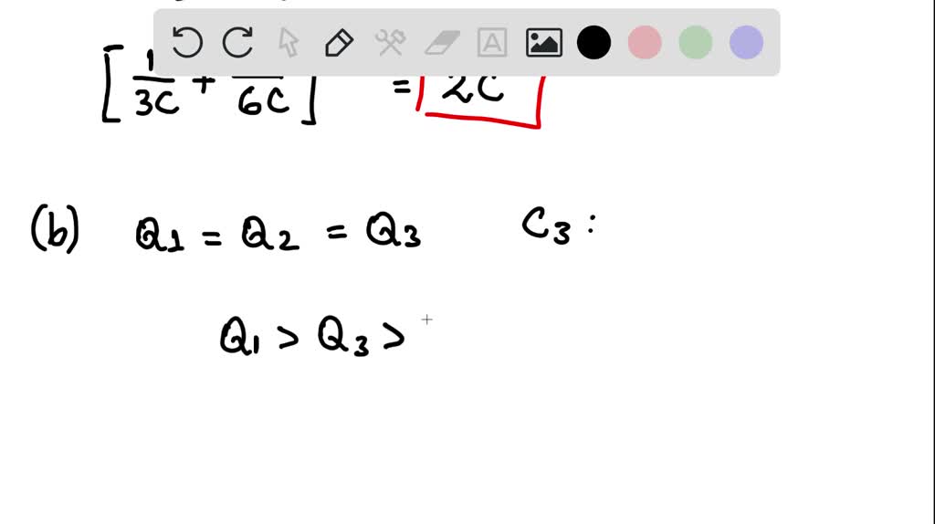 Three capacitors are connected to a battery as shown in Figure P25.10 ...