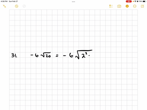SOLVED:Change each radical to simplest radical form. -6 √(20)