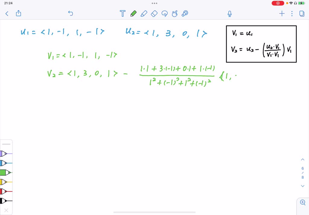 The given vectors span a subspace W of R^4. Use the Gram-Schmidt ...