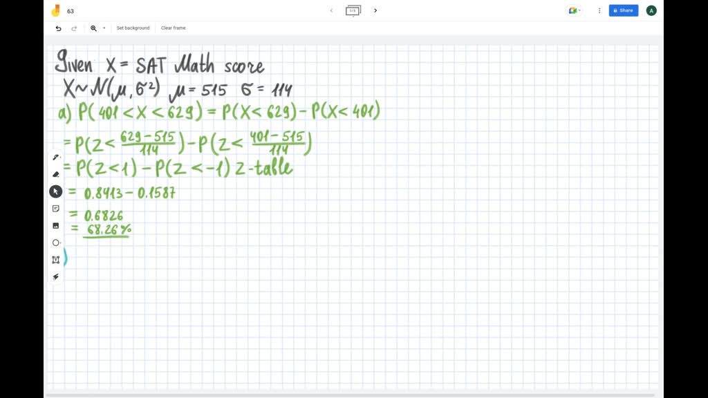 SOLVED:SAT Math scores have a bell-shaped distribution with a mean of ...