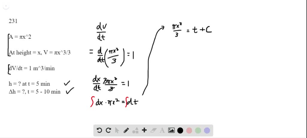 Water flows into a conical tank with cross-sectional area πx^2 at ...