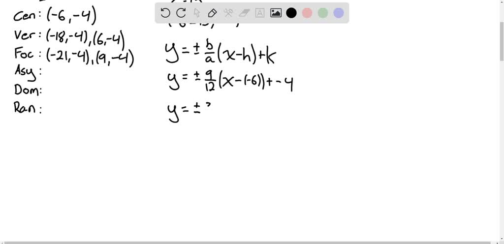 ⏩SOLVED:Graph each hyperbola. Give the domain, range, center,… | Numerade