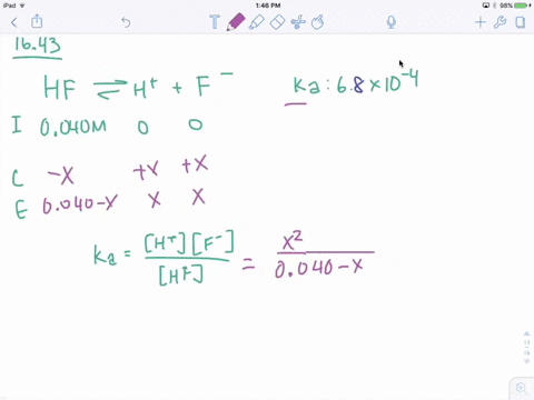 SOLVED:Hydrofluoric acid, HF, unlike hydrochloric acid, is a weak ...