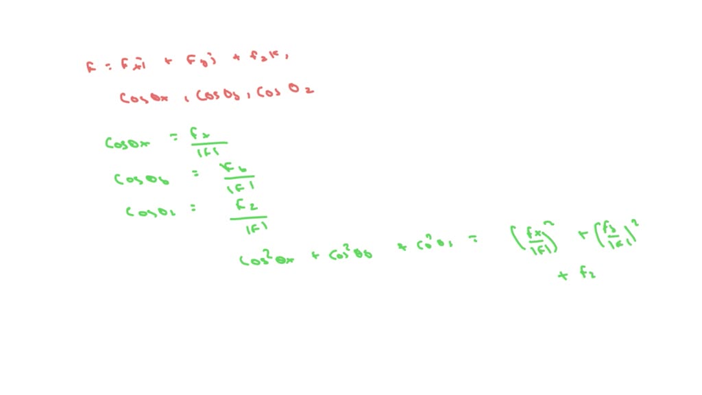 The angles between the vector 𝐅=Fx 𝐢+Fy 𝐣+F𝐳 𝐤 and the coordinate axes ...