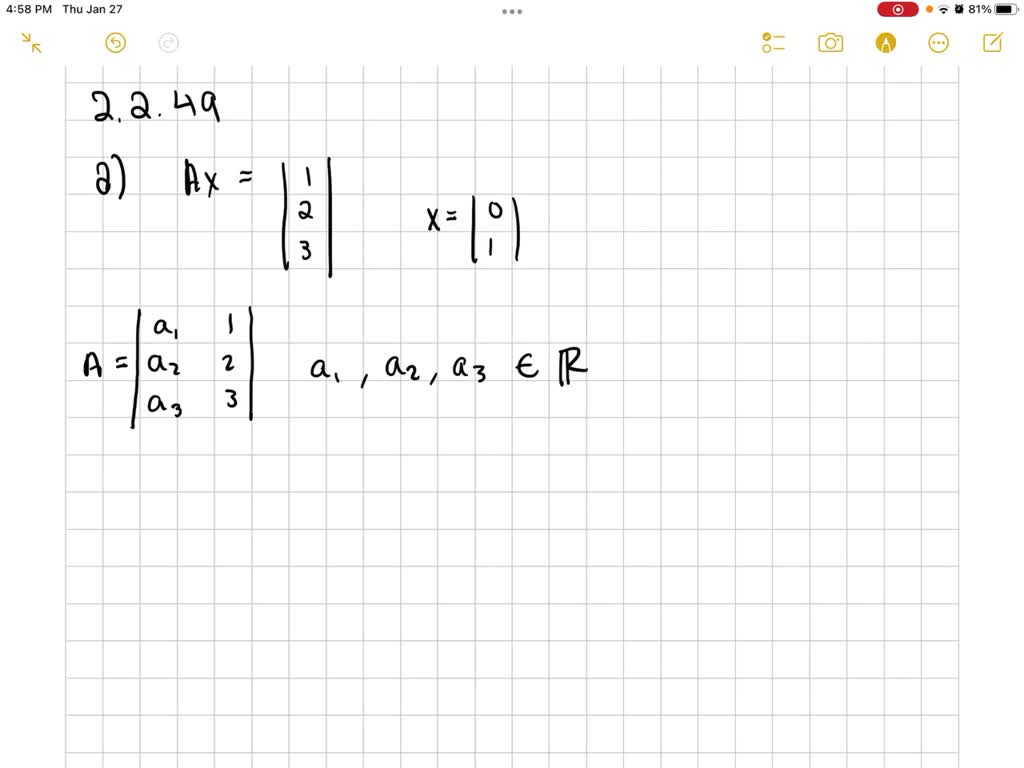 Given the matrix and vector 𝒜=[ -1 2 2 0 1 0 ], b=[ 3 0 ], we seek basic solutions of the system ...