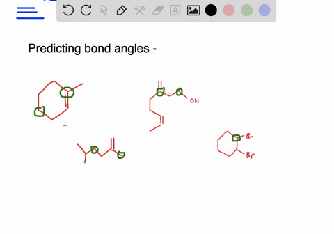 SOLVED:Predict all bond angles about each highlighted carbon atom.