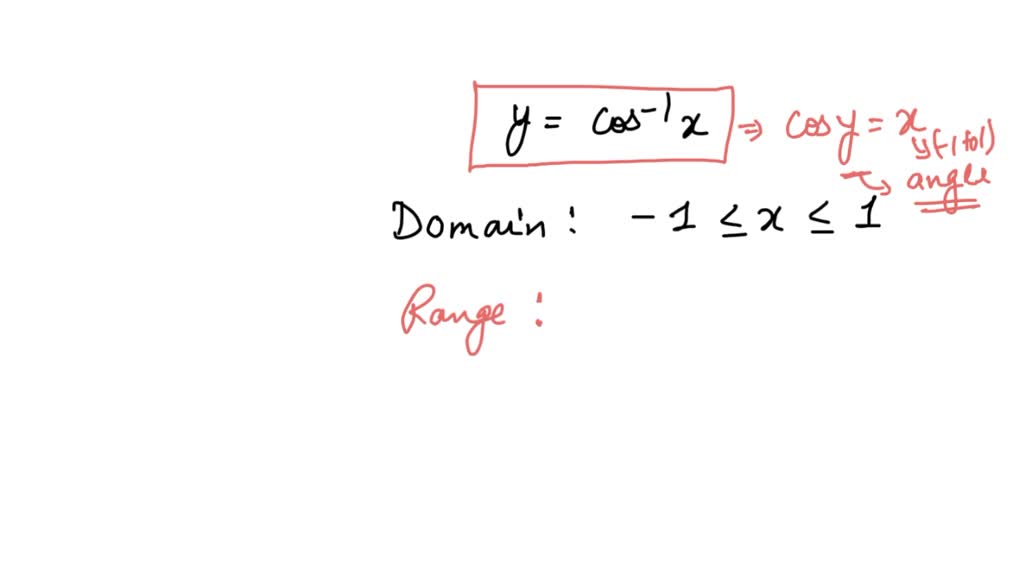 SOLVED: Function Alternative Notation y = cos^-1 x Domain -1 ≤ x ≤ 1 Range | Numerade
