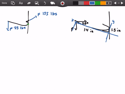 SOLVED:The crowbar is subjected to a vertical force of P=25 lb at the ...