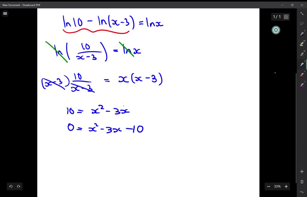 SOLVED Solve Each Logarithmic Equation Ln10 ln x 3 lnx SOLVED Solve Each Logarithmic Equation Ln10 ln x 3 lnx
