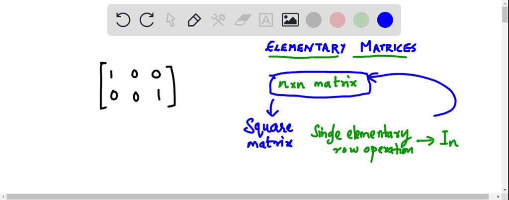 SOLVED:determine whether the matrix is elementary. If it is, state the elementary row operation ...