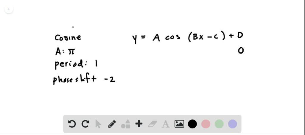 SOLVED: M and Write the phase shift equation of the cosine curve with ...