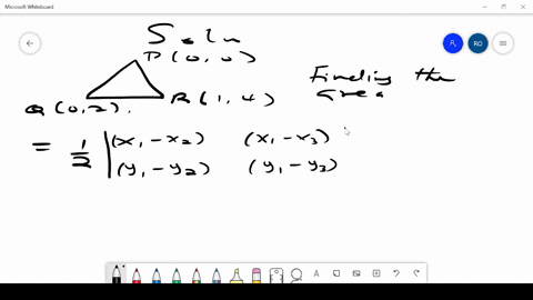 SOLVED:Find the area of each triangle having vertices at P, Q, and R P(0,0), Q(0,2), R(1,4)