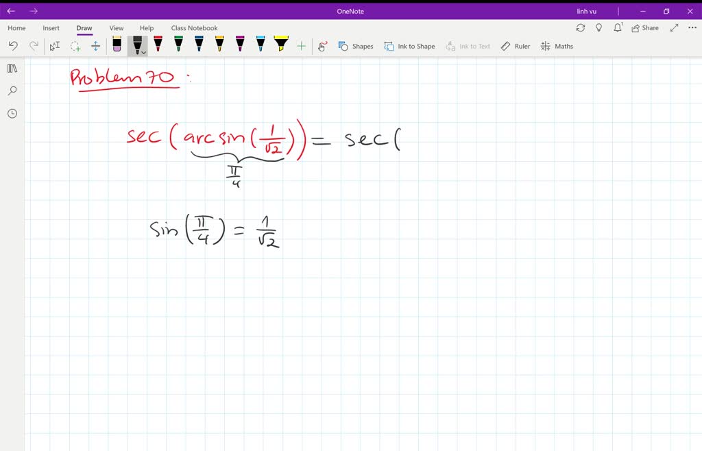 SOLVED:Find the exact value of each composition without using a calculator or table. sec(arcsin ...