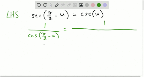 SOLVED:19-22 . Prove the cofunction identity using the addition and subtraction formulas. sec((π ...
