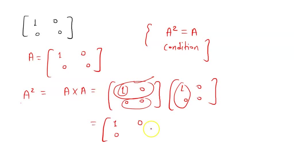 SOLVED:Determine whether the matrix is idempotent. A square matrix A is idempotent when A^2=A ...