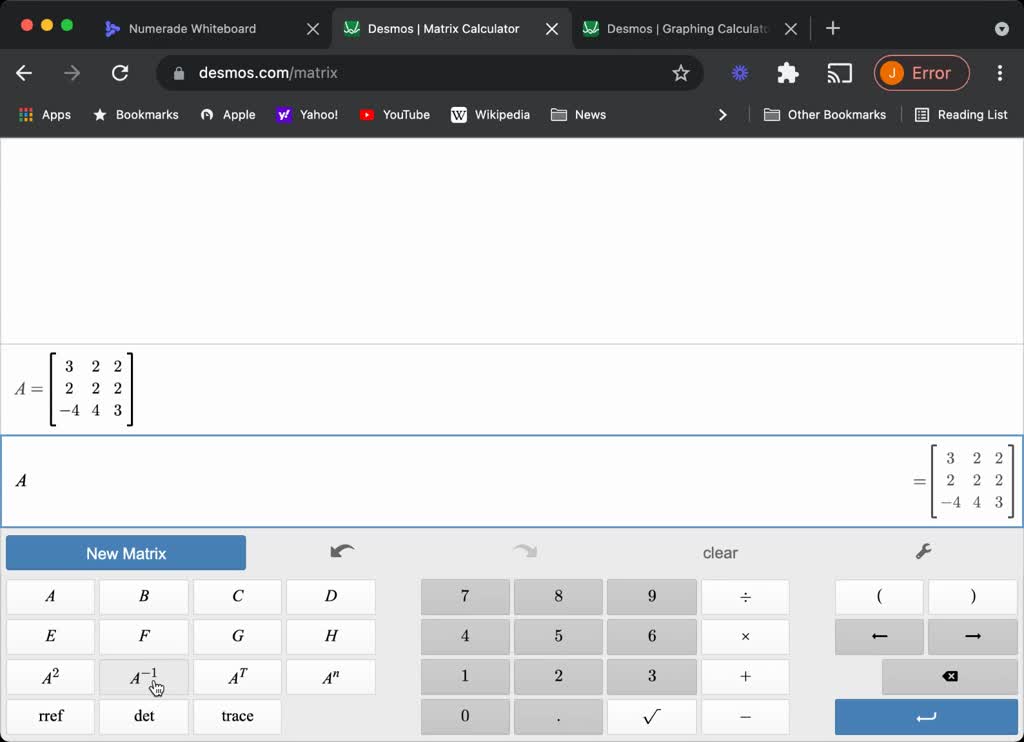 Use the matrix capabilities of a graphing utility to find the inverse of the matrix (if it ...