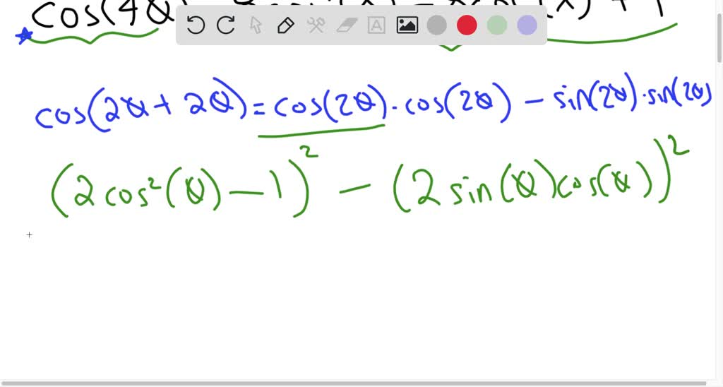 SOLVED:Verify the identity. Assume all quantities are defined. cos(8 θ ...