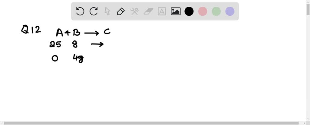 SOLVED:Consider the generic chemical equation: A+B C Suppose 25 g of A ...