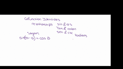 ⏩SOLVED:Give the six cofunction identities. | Numerade