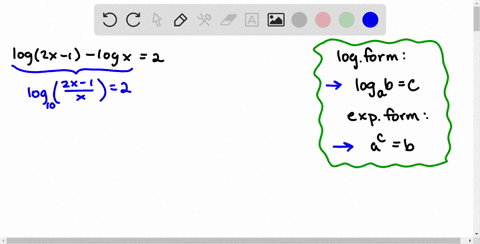 SOLVED:Solve for x in the logarithmic equation. G…