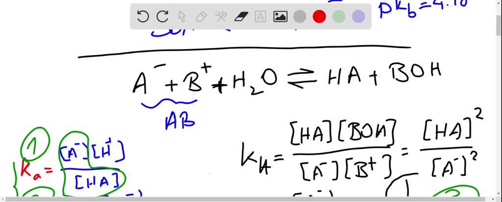 SOLVED:The pKa of a weak acid, HA is 4.80. The pKb of a weak base, BOH ...