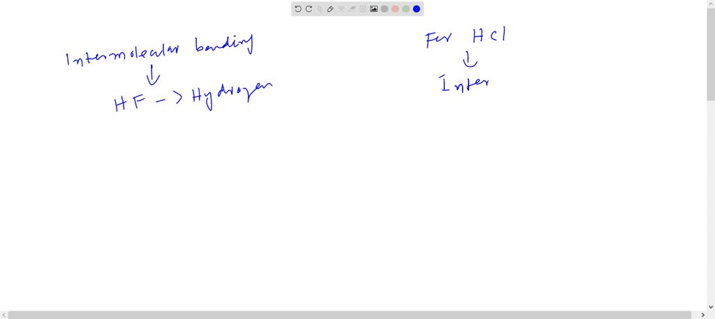 SOLVED: Explain why hydrogen fluoride (HF) has a higher boiling temperature than hydrogen ...