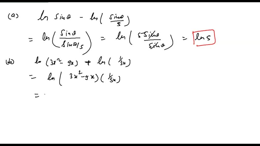 SOLVED:Use the properties of logarithms to simplify the expressions. a ...