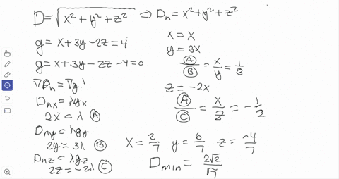 SOLVED:Find the minimum distance between the origin and the plane x+3 y ...