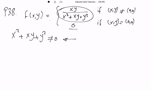 SOLVED:29-38 Determine the set of points at which the function is continuous. f(x, y)={ (x^2 y^3 ...
