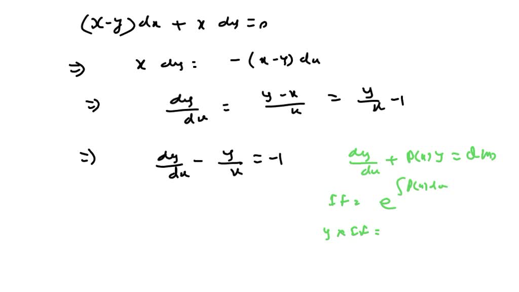 SOLVED: Solve the given homogeneous equation by using an appropriate substitution. (x-y) d x+x d ...