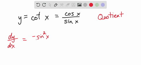 SOLVED:Determine the derivative of cot x