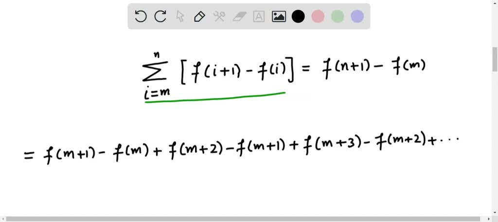 SOLVED:Verify the formula for the value of a telescoping sum: ∑i=m^n(f ...