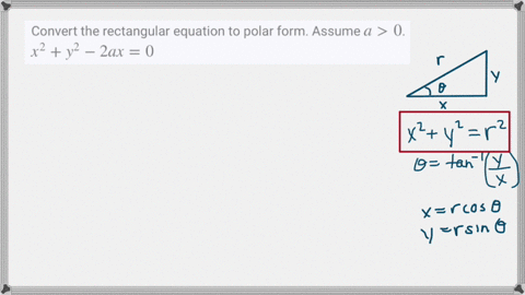 ⏩SOLVED:Convert the rectangular equation to polar form. Assume a>0.… | Numerade