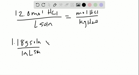SOLVED:Hydrochloric acid is sold as a concentrated aqueous solution. If the concentration of ...