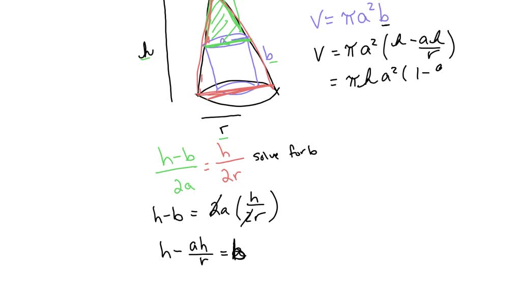 SOLVED:A cylinder is inscribed in a cone of height H and base radius R (Figure 4.15). Determine ...