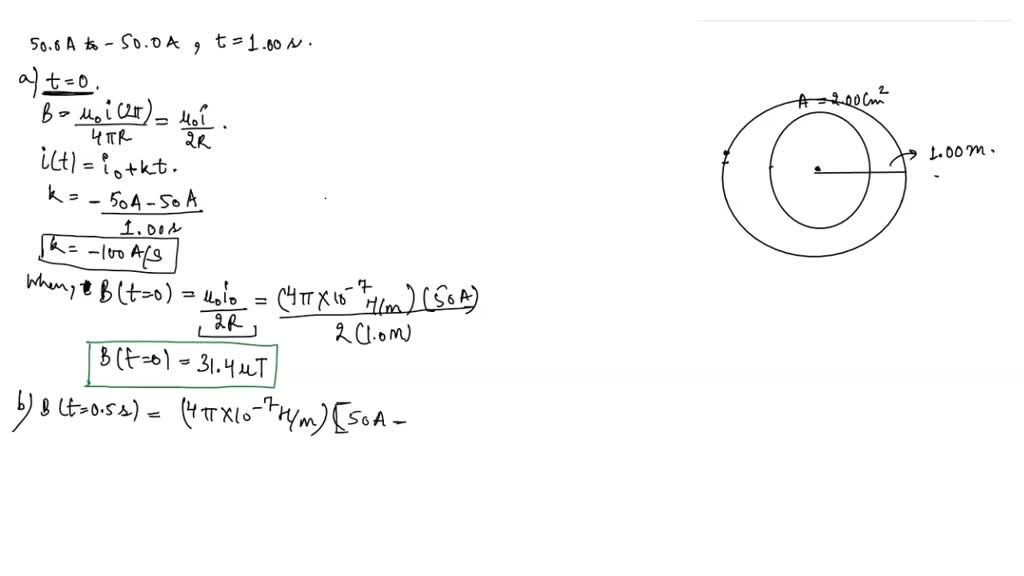 SOLVED: A small circular loop of area 2.00 cm^2 is placed in the plane of, and concentric with ...