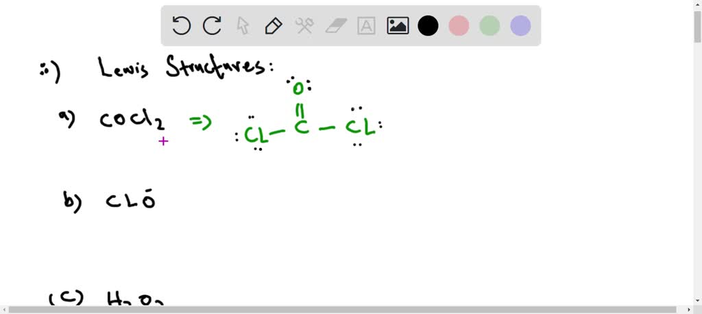 SOLVED:Draw Lewis structures for the following: (a) Phosgene, COCl2, a ...