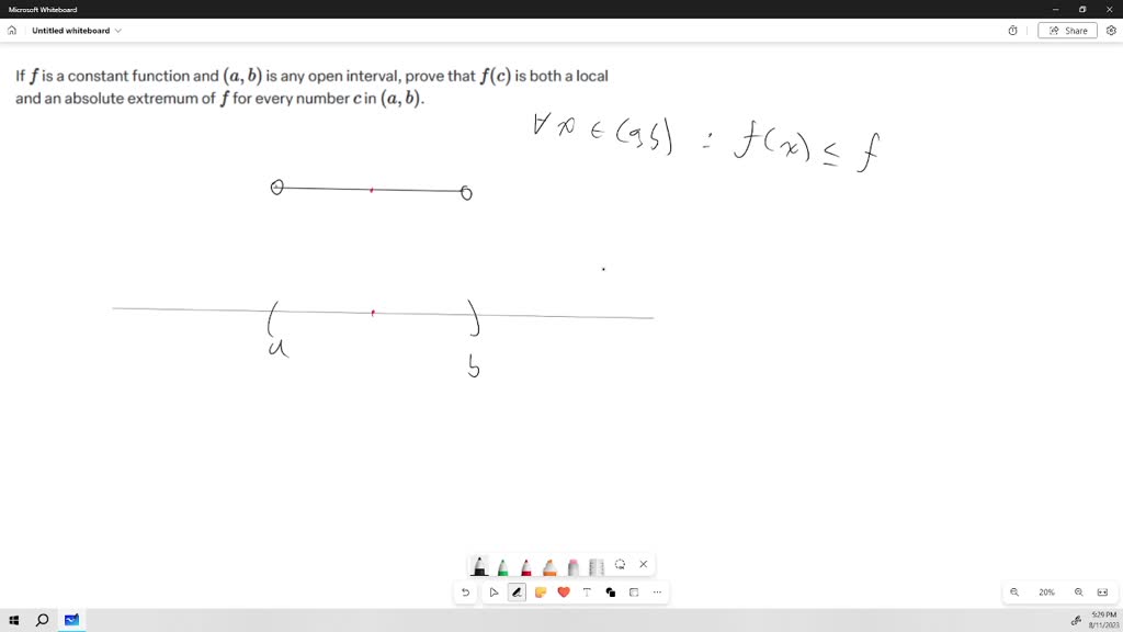 VIDEO solution:If f is a constant function and (a, b) is any open interval, prove that f(c) is ...