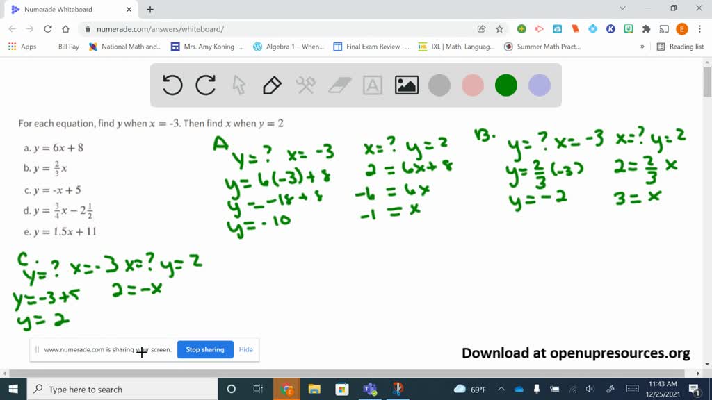 a. Given a graph that represents how x and y are related, determine the ...