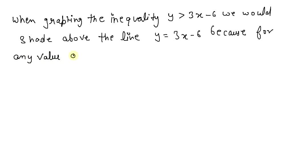 SOLVED:When graphing y>3 x-6, would you shade above or below the line y ...