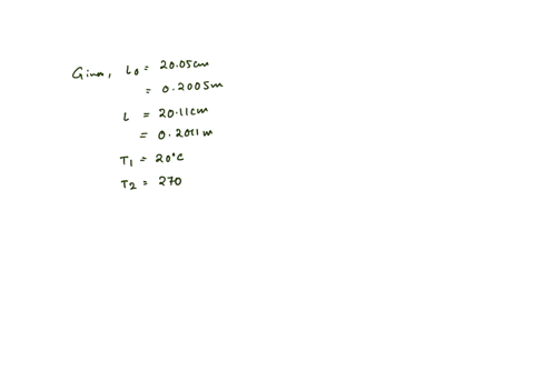 SOLVED: At 20^∘ C, a rod is exactly 20.05 cm long on a steel ruler ...