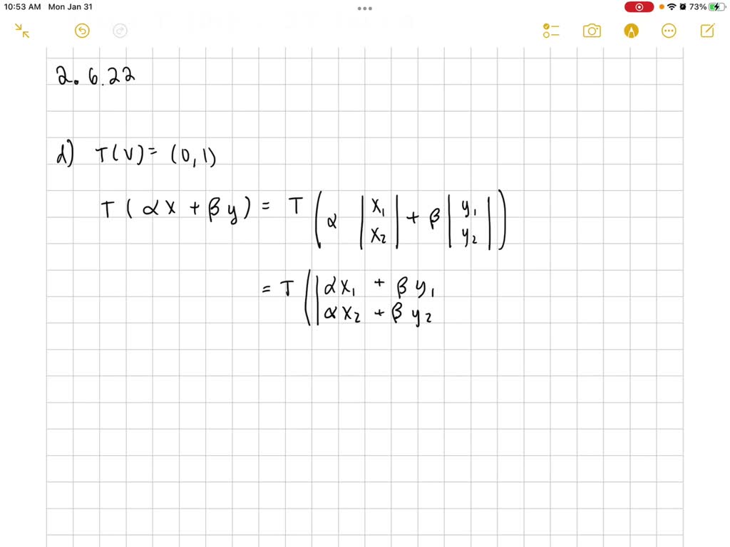 SOLVED: Which of these transformations is not linear? The input is v ...