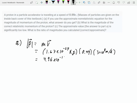 SOLVED:A proton in a particle accelerator is traveling at a speed of 0. ...