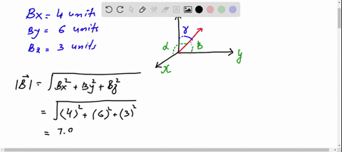 SOLVED:Vector 𝐁 has x, y, and z components of 4.00,6.00, and 3.00 units, respectively. Calculate ...