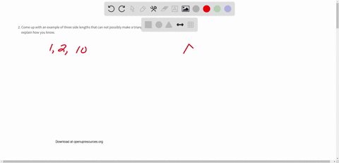 SOLVED:Come up with an example of three side lengths that can not ...