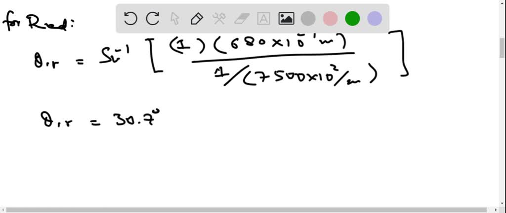 SOLVED:Find the angles of the blue (λ=420 nm) and red (λ=680 nm) components of the first- and ...