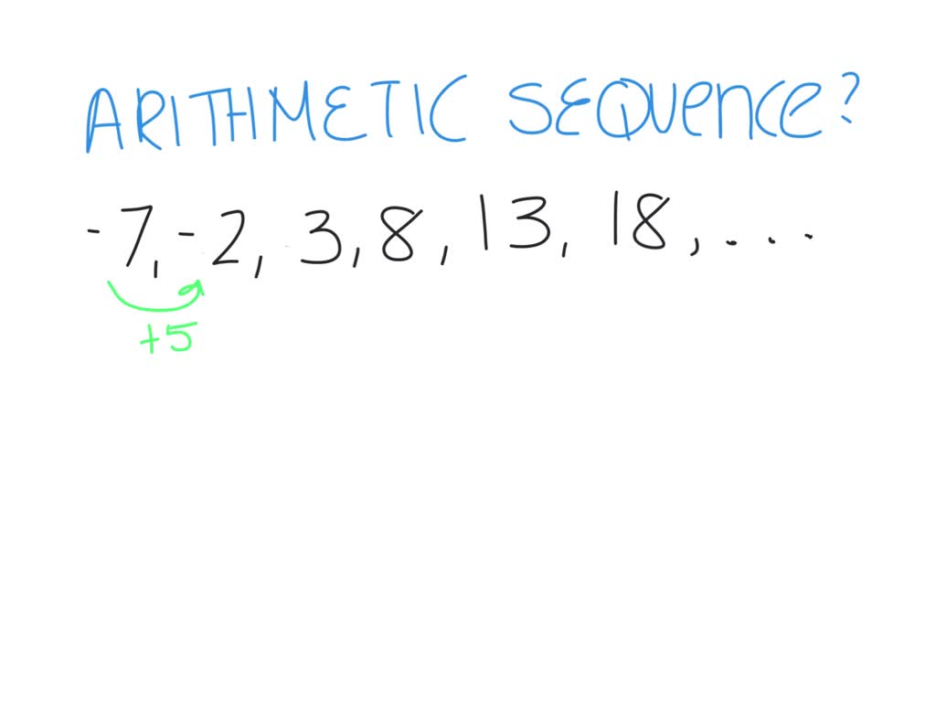 SOLVED:Determine if each sequence is arithmetic, and if so, indicate the common difference. -7 ...