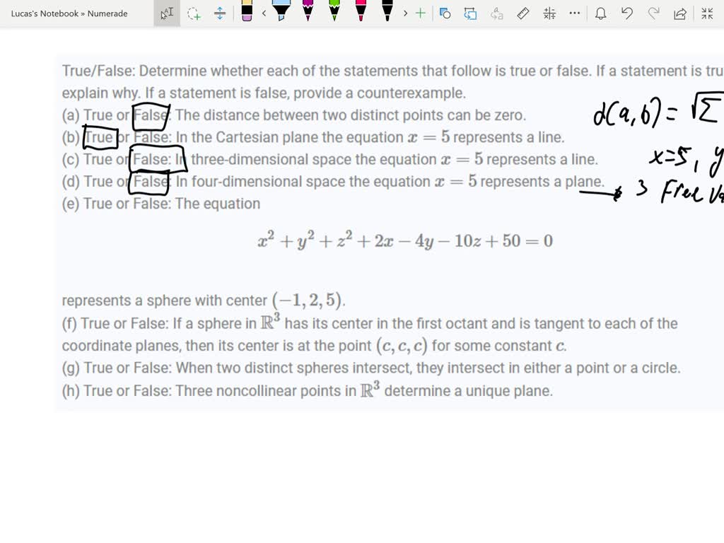 ⏩SOLVED:Each of the following statements is either true (always) or… | Numerade