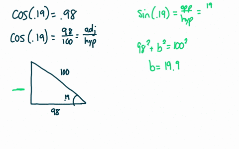 SOLVED:Assume that cos(.19)=.98 . Use properties of the cosine and sine ...