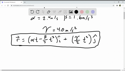 SOLVED:A bird flies in the x y -plane with a velocity vector given by v⃗=(α-βt^2) +γt̂ Ĵ, with α ...